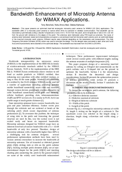 Pdf Bandwidth Enhancement Of A Microstrip Antenna For X Band Applications