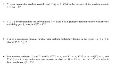 Solved 3 X Is An Exponential Random Variable And E X 2