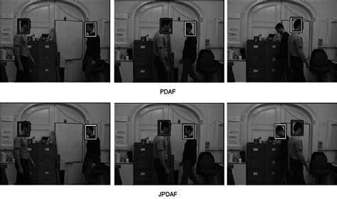 jpdaf vs pdaf tracking crossing homogeneous regions frames 0 12