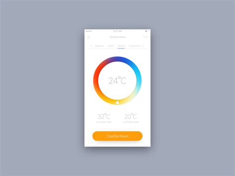 Temperature App UI Concept PSD Freebie Supply