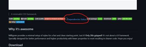Dependencies Status Not Rendering In Readme · Issue 330 · Milligrammilligram · Github