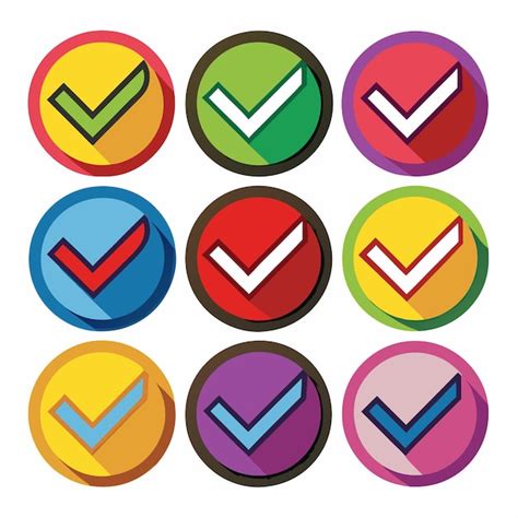Premium Vector Colorful Check Mark Icons For Approval And Confirmation
