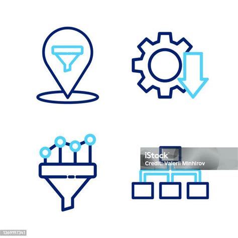 세트 라인 계층 구조 오간그램 차트 판매 유입경로 비용 절감 및 위치 판매 아이콘 벡터 가격에 대한 스톡 벡터 아트 및 기타 이미지 Istock