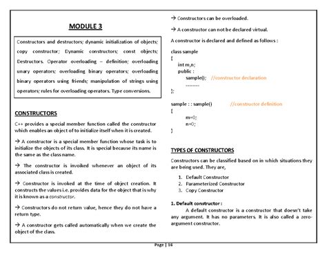 Cpp Module 3 In This Pdf Include About Constructors And Destructors