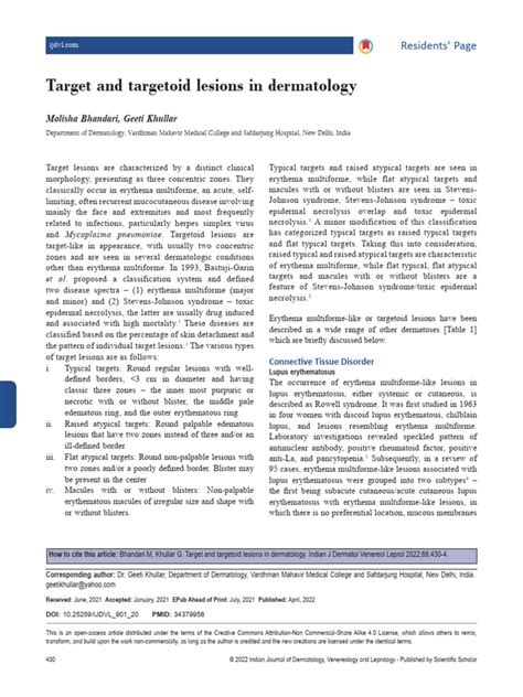 Target And Targetoid Lesions In Dermatology Pdf Diseases And