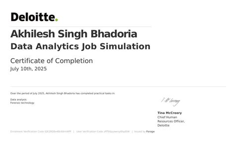 Just Completed The Deloitte Forage Internship Data Analytics And Forensic Tech Track Akhilesh