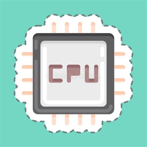 Sticker Line Cut CPU Suitable For Computer Components Symbol Simple Design Editable Design