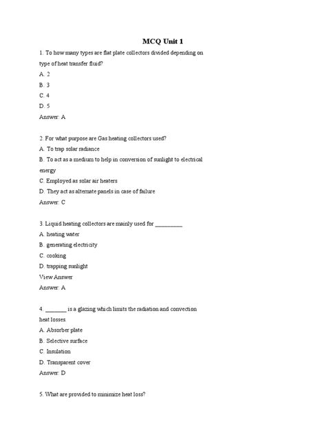 Mcq Unit 1 Pdf Solar Energy Manufactured Goods