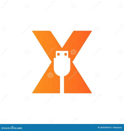 Initial Letter X Usb Symbol Design Computer Connection Usb Cable Icon Vector Stock Vector