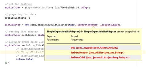 Java Could Not Proceed Due To Error In Expanablelistadapter Stack