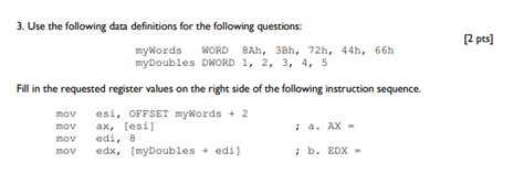 Solved 3 Use The Following Data Definitions For The