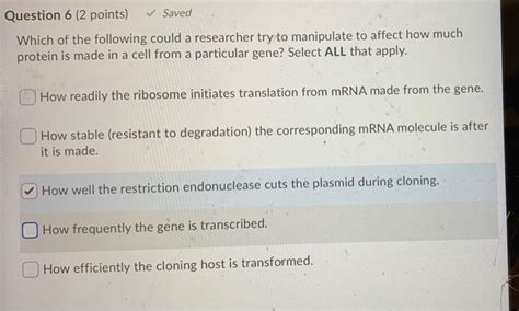 Solved Question 6 2 Points Saved Which Of The Following