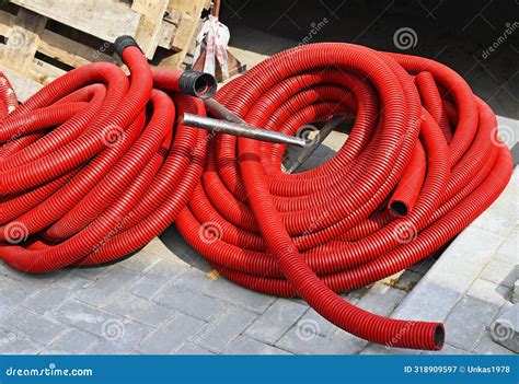 Hdpe Corrugated Pipe Isolated On White Background Protection
