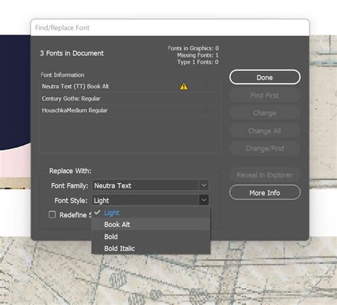 Indesign Keeps Asking Me To Replace Font I Have The Font I Replace