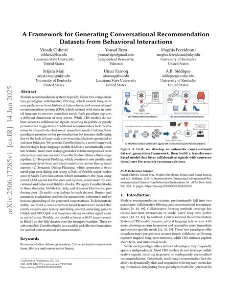 Pdf A Framework For Generating Conversational Recommendation Datasets