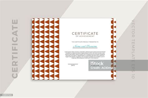 창조적 인 기하학적 패턴으로 졸업 또는 코스 완료를위한 현대 비즈니스 디플로마 템플릿 트렌디 한 디자인의 감사 수평 모형의 인증서 간단한 벡터 배경 Eps 10 감사장에