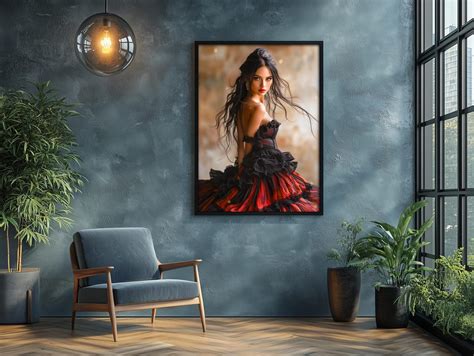 Printable Passion In Red Poster Elegant Woman Romantic Art