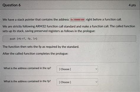 solved question 6 4 pts we have a stack pointer that