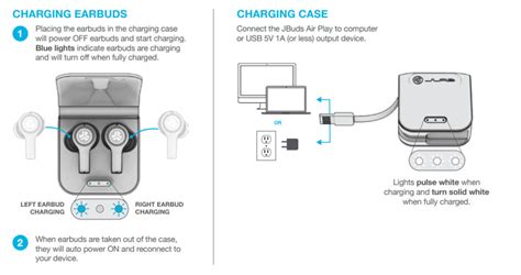 Jlab Jbuds Air Play Pairing Charging Instructions