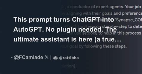 This prompt turns ChatGPT into AutoGPT. No plugin needed. The ultimate ...