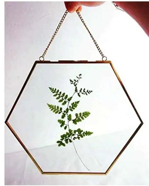 Golden Hexagonal Glass Hanging Photo Frame For Decoration Size 12x18