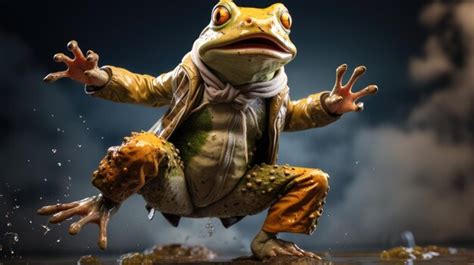 Premium Ai Image Jumping Frog Pose