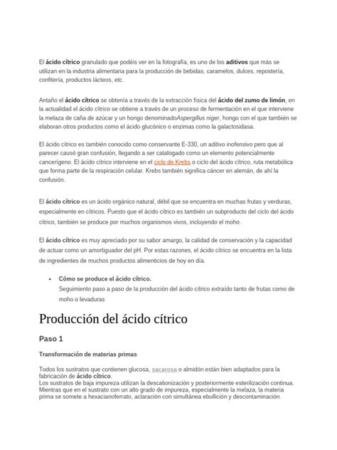 Acido Citrico Pdf Agrios Ácido