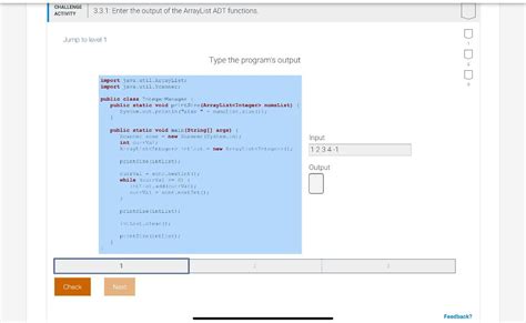 Solved Challenge 331 Enter The Output Of The Arraylist