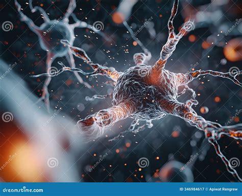 Detailed 3d Illustration Of Neuron With Glowing Synapses Showcasing Complexity Of Neural