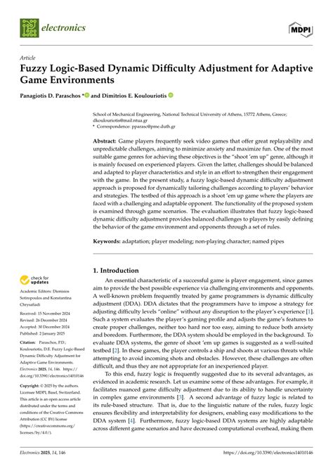 pdf fuzzy logic based dynamic difficulty adjustment for adaptive game