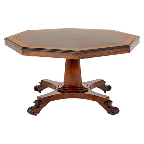 antique english william iv center breakfast table w marquetry inlay