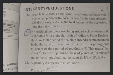 Integer Type Questions24 A Gas Bubble From An Explosion Under Water O