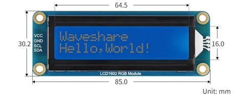 Waveshare Rgb Backlight Lcd1602 Module With 16x2 Characters 33v5v