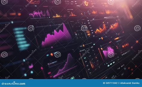 Vector Interface With Futuristic Charts And Digital Icons Stock Illustration Illustration Of
