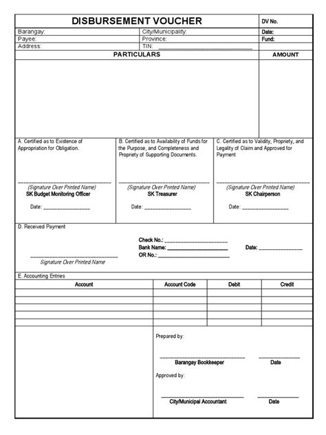 Disbursement Voucher Sk Format Pdf Payments Economies
