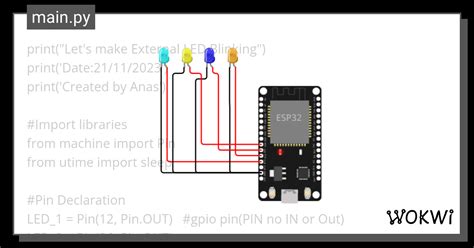 External Led Blinking Wokwi Esp32 Stm32 Arduino Simulator