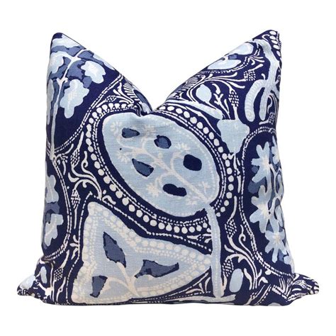 Thibaut Cochin Linen Pillow In Navy Blue Linen Pillow Designer