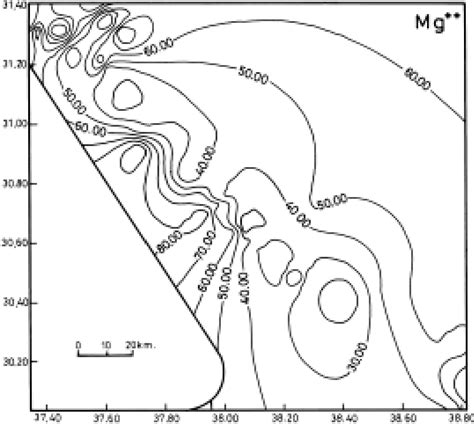 C Areal Distribution Of Dissolved Magnesium In Groundwater In Mgl