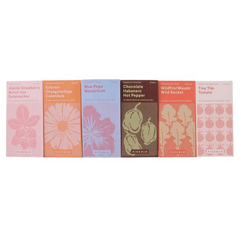 Set Of 6 Packs Of Fruit Vegetable And Edible Flower Seeds By Piccolo Fy