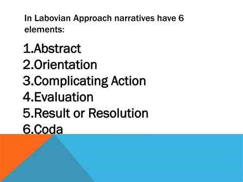 Narrative Structure Analysis Labovs Approach Pptx