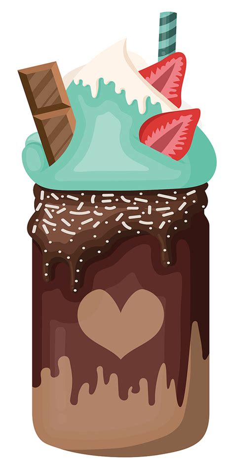 초코 밀크쉐이크잔에 초코시럽이 넘쳐흐르고 높게쌓인 초록색 휘핑크림에는 초코렛 딸기 빨대 시럽이 뿌려진 몬스터 쉐이크 유토이미지 상세페이지 베이직샵