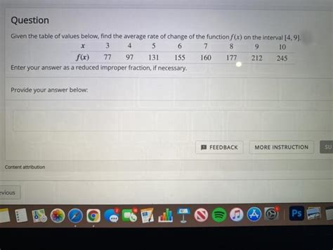 solved question given the table of values below find the