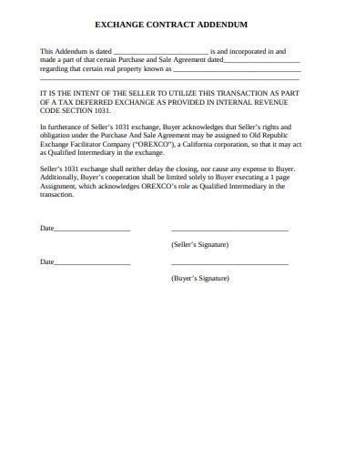 7 Addendum Contract Templates Pdf