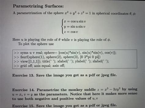 Solved Parametrizing Surfaces A Parametrization Of The