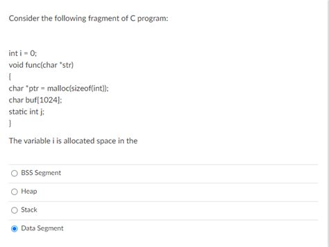 Solved Consider The Following Fragment Of C Program Int I0