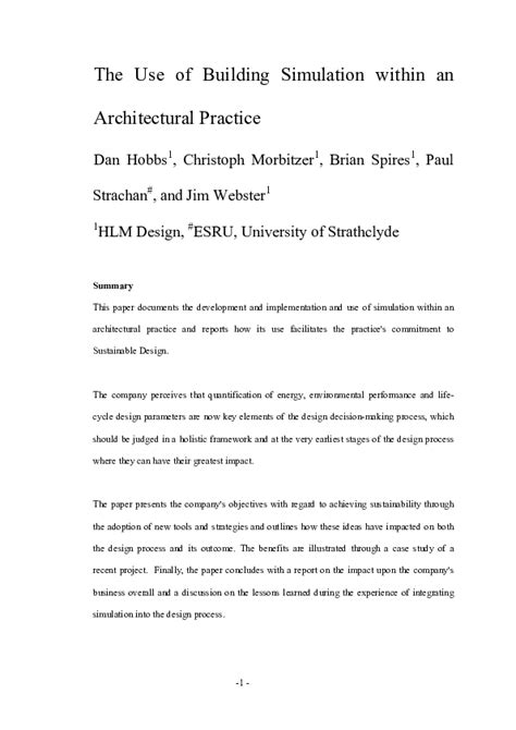 pdf the use of building simulation within an architectural practice