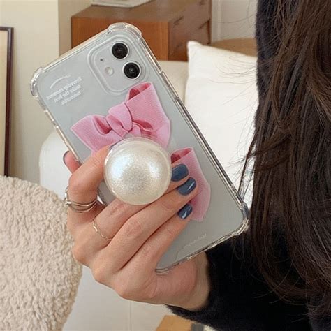 세트 로맨틱 투 핑크리본 디자인 탱크투명 폰케이스 스파클링 구슬톡 감도 깊은 취향 셀렉트샵 29cm