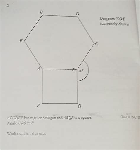 Solved Diagram Not Accurately Drawn Abcdef Is A Regular Hexagon And Abqp Is A Square [jun 07nc