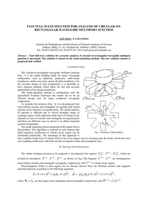 pdf fast full wave solution for analysis of circular to rectangular