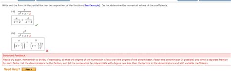 Solved Write Out The Form Of The Partial Fraction